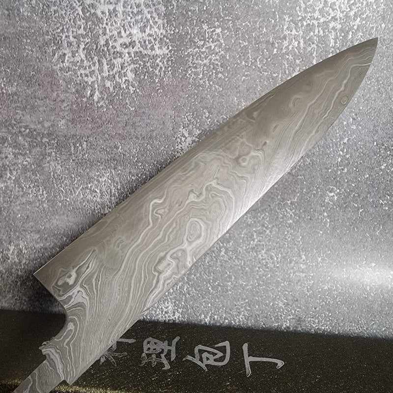 Shoichi Hashimoto Yuuzan White #2 / Blue #2 Damascus 210mm Gyuto x Myo ...